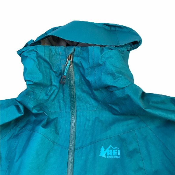 REI | Jackets & Coats | Rei Rain Jacket Coat Metallic Teal Green Womens ...